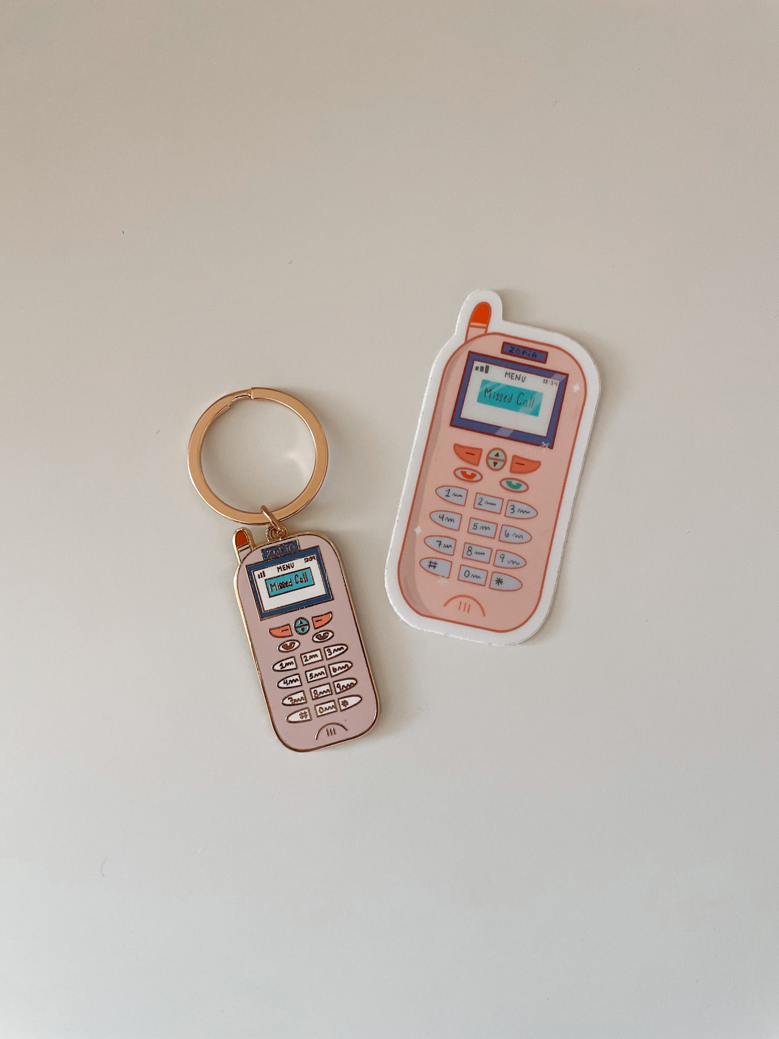 90s Zokia Cell Phone Gold Enamel Keychain – jasmithdesigns