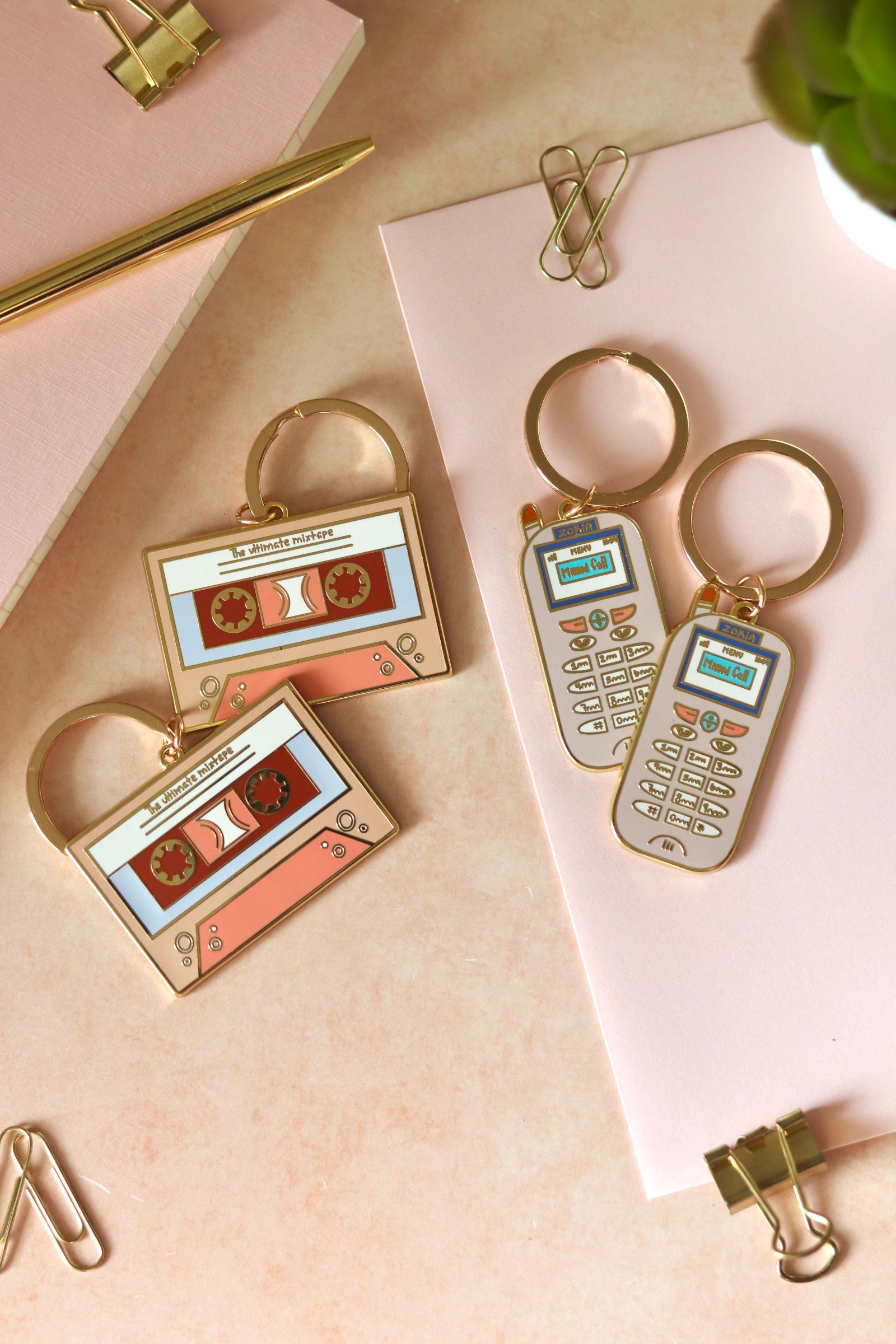 90s Zokia Cell Phone Gold Enamel Keychain – jasmithdesigns